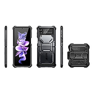 i-Blason Armorbox Series Case for Samsung Galaxy Z Flip 4 5G (2022), Full-Body Rugged Holster Case with Shock Reduction/Bumper (Black)