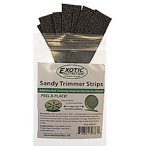 Exotic Nutrition Sandy Trimmer Strips (Large) (8 Strips) - Adhesive Nail Trimming Strips for Pet Exercise Wheels - Sugar Gliders, Prairie Dogs, Degus, Squirrels, Chinchillas