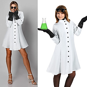 Jiuguva 5 Pcs Women's Mad Scientist Costume for Adult Halloween Party Costume(XL) Black