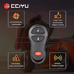 cciyu 1PC 3 Buttons Keyless Entry Remote Fob Replacement fits for Dodge for Jeep (GQ43VT9T)