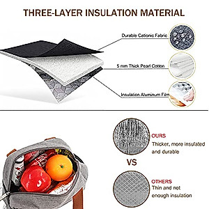 Lunch Bag for Women Insulated Lunch Box with Pockets Durable and Small Lunch Tote Bag for Work, School and Picnic (gray)