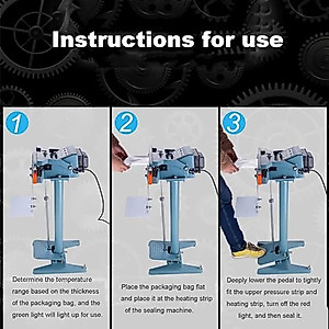 KJLYLPP Electromagnet Heavy Duty Impulse Foot Sealer,Foot Pedal Activator,Adjustable Work Table,Equipped with Large Storage Rack, 350-800mm Seal Length (Dualheating 650mm)
