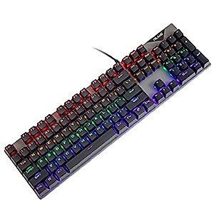 Qksky 104 Key USB Wired RGB Backlight Mechanical Gaming Keyboard Scientific Key Layout Green Axis Anti-Ghosting Keyboard 104 Key Gaming Keyboard