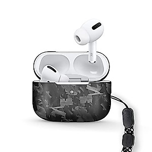 MONOCARBON Carbon Fiber Case-for-AirPods-Pro-2nd, Generation 2022 Slim Durable Cover-for-AirPods-Pro-2 Accessories,Support Wireless Charging,Shock,with Stripes Lanyard.(Matte Finish)