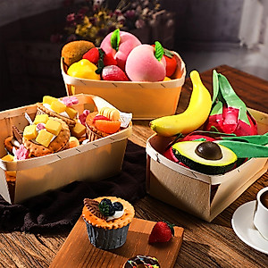 Bokon 30 Pcs Wood Berry Basket Bulk 2 Quarts Berry Picking Wooden Baskets Wood Fruit Pint Containers Vented Wooden Boxes for Picking Food Storage Gift Art Craft Decor 8.9 x 5.7 x 3.5 Inch