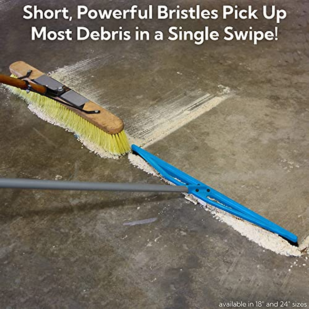 bigWISP, Lightweight Push Broom Outdoor Indoor Multi-Surface - Stiff Bristle Seal Technology and Adjustable Handle (Blue, 24")