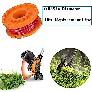 WA0010 Replacement Trimmer Line for Select Electric String Trimmers,Trimmer Spool Line for Worx,0.065 Edger Spool for Worx Trimmer Spools Weed Eater String,Weed Wacker Spool Parts 6Pcs