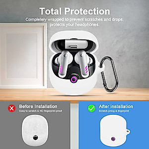 Hounyoln Silicone Case for Soundcore VR P10,Compatible with Soundcore VR P10 Wireless Gaming Earbuds Portable Protective Cover with Carabiner(2 PCS)(Black+White)