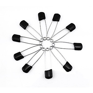 yueton 50pcs Black Plastic Head Baby Safety Pins Safety Locking Baby Cloth Diaper Nappy Pins