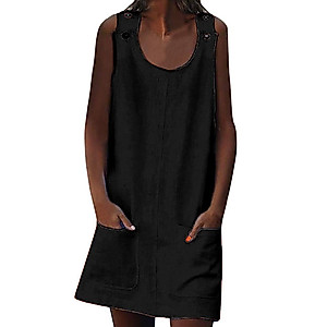F_Gotal Women Halter Neck Boho Print Sleeveless Casual Mini Beachwear Dress Holiday Beach Sundress Party Cocktail Z-Black