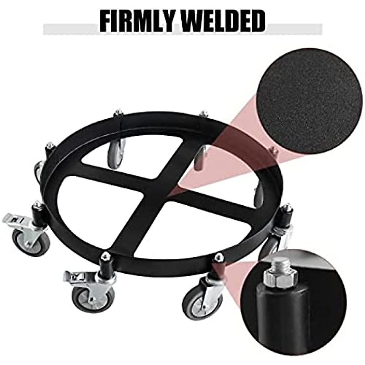 55 Gallon Heavy Duty Plastic Drum Dolly – Durable Plastic Drum Cart 2000 Lb. Capacity- Barrel Dolly With 8 Swivel Casters Wheel