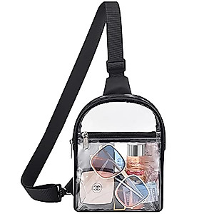 UEASE Small Clear Sling Bag for Men Women/Stadium Approved Mini Sling Backpack/Transparent Casual Chest Daypack for Concert Festival Hiking Walking Biking Travel Cycling