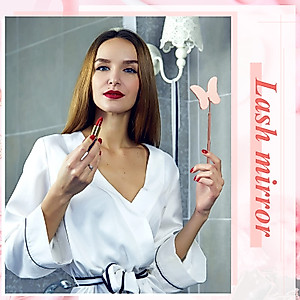 2 Pieces Lash Mirror Stainless Steel Lash Makeup Mirror Butterfly Eyelash Mirror Detachable Square Lash Extension Mirror Eyelash Extensions Accessories for Lash Extension Supplies, Pink and Rose Gold