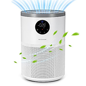 BLITZHOME Air Purifiers for Home, True H13 HEPA Filter, Air Cleaner Filter, Hands-free Voice Command,Pet hair，Cleans Spaces up to 1200 Ft, 360°Air Intake to remove 99.9% of Pet Allergies,Dust,Dander