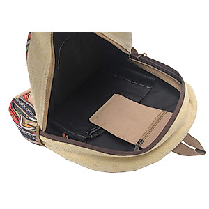 KayJayStyles Bohemian Handmade & Print Large Multi Pocket Hemp Rucksack Backpack (Tree Of Life)