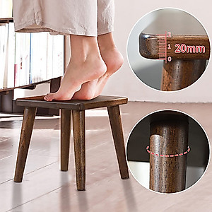 GOLDEN SUN Wooden Step Stool Small 10 Inch Square Foot Stool Plant Stand Detachable 4 Legs Vanity Stool Bench Brown Squarestool-brown262626 10 x 10 x 10 inch