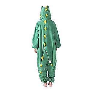 Animal Onesie Cosplay Costume Adult Hallooween Pajamas (S, Green Crorodile)