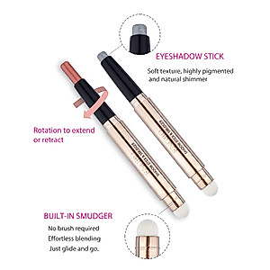 Enfuntins 3 Pcs Eyeshadow Stick, Cream Glitter Eyeshadow Pencil, Hypoallergenic Waterproof Long Lasting Eye Shadow Sticks with Soft Smudger, Smokey Eyeshadow Sets for Eye Makeup (#10#11#12)