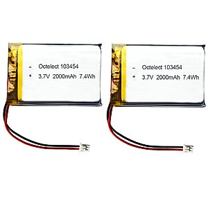 RAEWSTCO Octelect 3.7V Lithium ion Polymer Battery 2000mAh 103454 Lipo Battery Rechargeable Lithium Polymer ion Battery with JST Connector