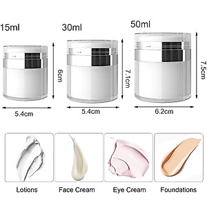 Minsily 4 Pack Airless Pump Jars, 1 Oz Airless Pump Bottles Cream Jar Vacuum Cosmetics Pump Bottle Dispenser, Travel Container Empty Airless Cosmetic Container for Skincare Cream Lotion Moisturizer