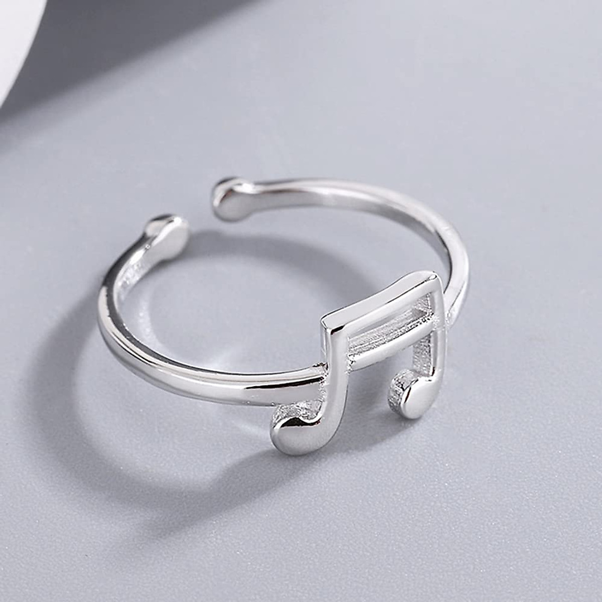 Musical Symbol 925 Sterling Silver Stackable Ring Minimalist Treble Clef Note Statement Open Adjustable Extendable Finger Rings for Women Men Simple Birthday Jewelry Gift for Music Lover Best Friends Music Party