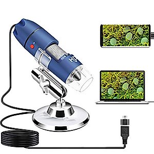 Cainda HD 2560x1440P 2K USB Microscope Camera for Android Windows 7 8 10 11 Linux Mac, 40X to 1000X Digital Microscope with Stand & Carrying Case, Portable Coin Microscope for Adults Kids Students