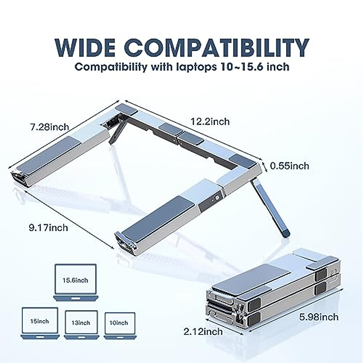 DUVOSS Bluetooth Speaker, Portable Laptop Stand with Wireless Speakers, True 3D Stereo Sound for Home Office, Foldable Laptop Speakers, Unique Ideal Gifts for Men Women