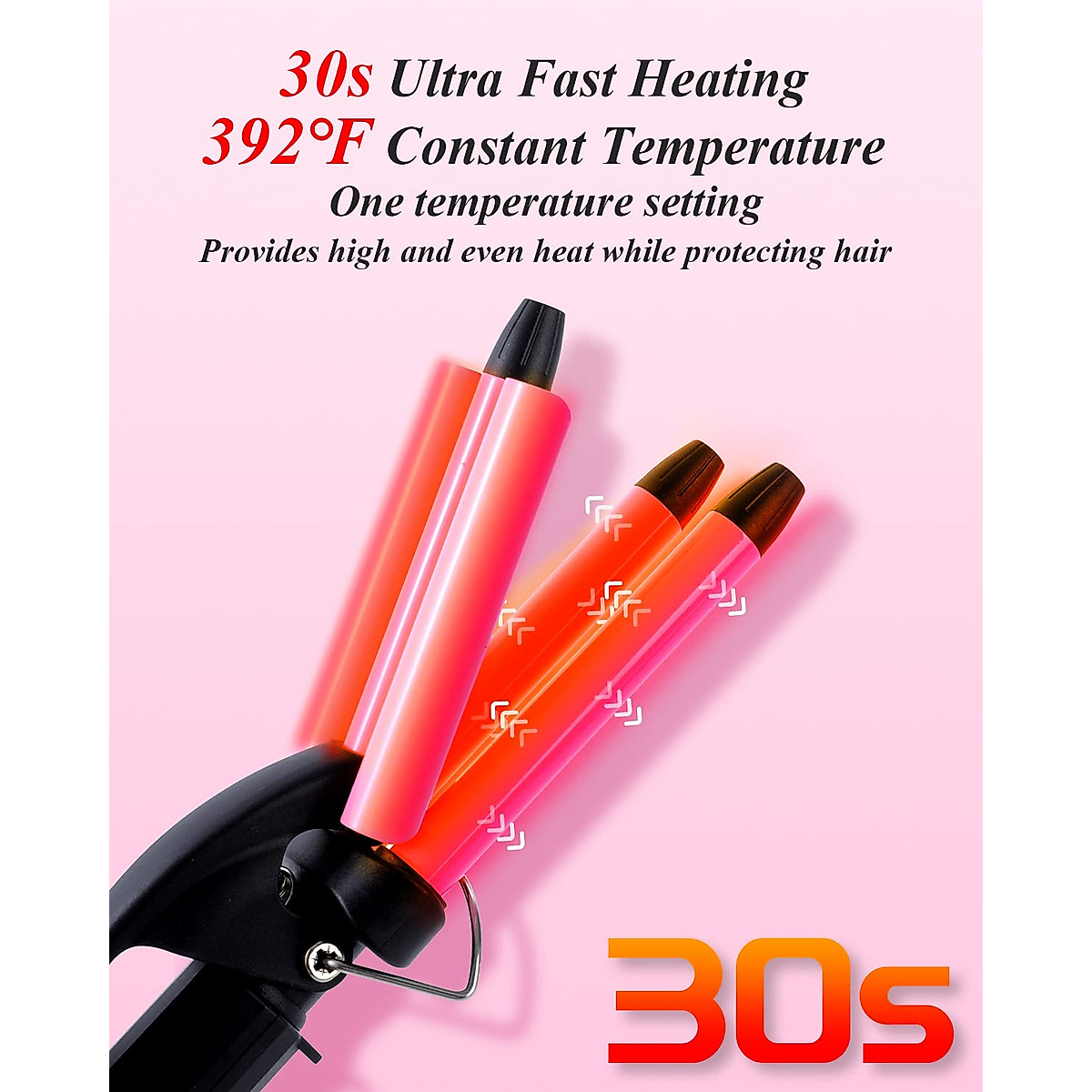 Mini Three Barrel Curling Iron, Small Curling Wand 1/2 Inch for Home and Travel, Ceramic Tourmaline Add Shine to Waves, Youuish Dual Voltage Hair Crimper, Pink