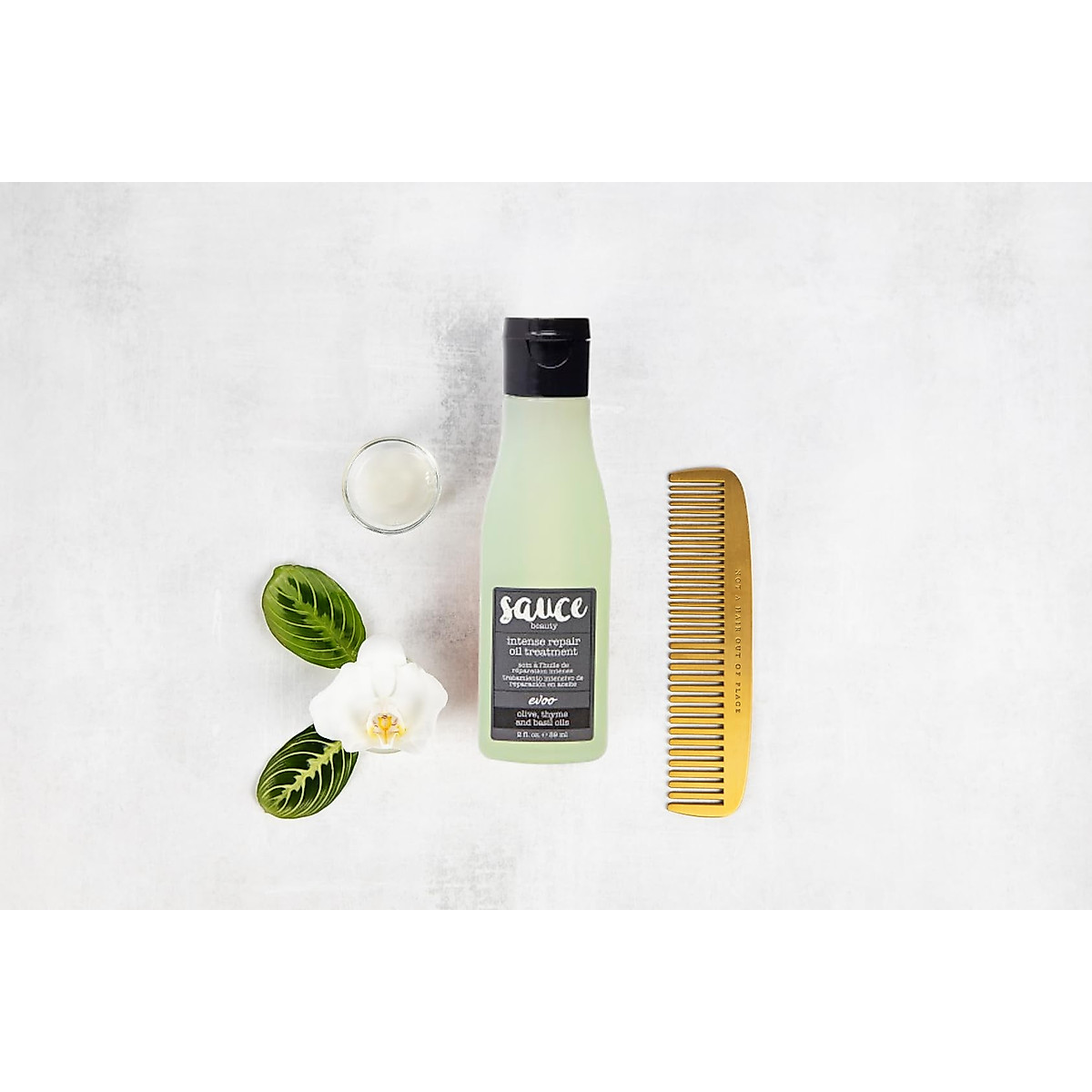 SAUCE BEAUTY Intense Repair Olive Oil Treatment - Hair Oil for Curly Hair w/Olive, Thyme & Basil Oils - 2 Fl Oz Hair Oil for Damaged Hair & Split Ends (EVOO)