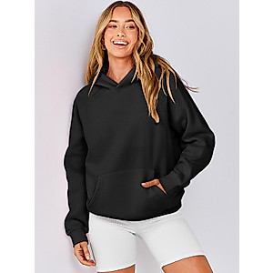 ANRABESS Women Oversized Hoodies Long Sleeve Fleece Basic Pullover Sweatshirts 2024 Fall Trendy Y2K Outfits Black Small