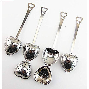 Long Grip Tea Filter, Stainless Steel Heart Shaped Tea Infuser Spoons