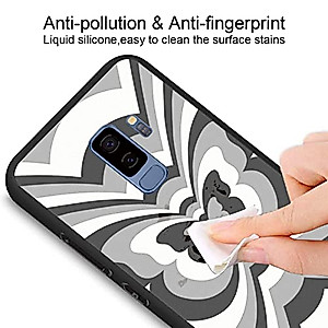 zaztify Phone Case for Samsung Galaxy S9 Plus, Grey Butterfly Tunnel Center Coffee Latte Valentine Color Block Cute Pattern Shockproof Protective Anti-Slip Slim Soft Cover Shell