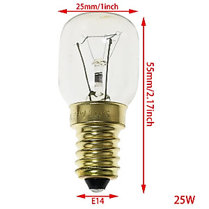 SQXBK 6PCS T25 Microwave Light Bulbs Warm White Incandescent Light Bulb E14120V25W Base Oven Light Bulbs, Brass
