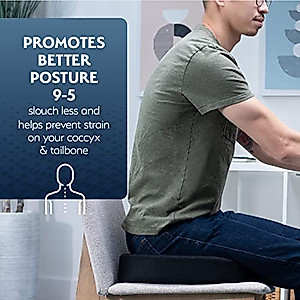Sky Mat Office Chair Cushion - 17.9 x 14 x 2.75 Seat Pillow for Back Discomfort w/ Gel Foam Pad, Mesh Cover, Handle and Portable Bag - Machine Washable Pressure Relief Cushions