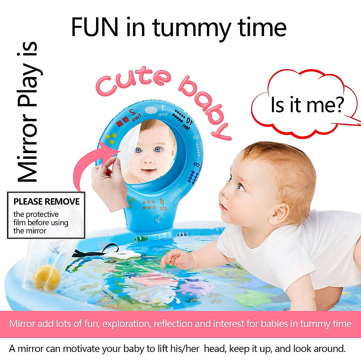 flashbluer Baby Mirror Tummy Time Toys High Contrast Black and White Baby Toys Newborn Brain Development Tummy Time Mirror Infant Toys Gift for 0 3 6 12 Month Boys and Girls