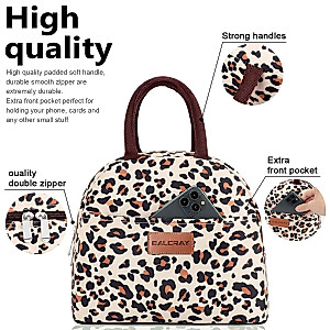 BALORAY Lunch Bag for Women Men Insulated Lunch Box for Adult Reusable Lunch Tote Bag for Work, Picnic, School or Travel (Leopard)