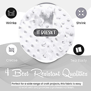 White Minky Fabric by The Yard | Oeko-TEX Certified Plush Fabric | Soft Minky Dimple Dot Cuddle Fabric | 36" X 60" inches Wide | Baby Blanket, Apparel, Throws | 2 Continuous Yards