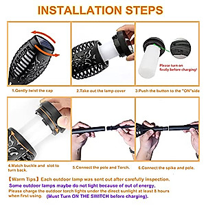 Jumyshe Solar Outdoor Lights,Large Solar Torch Lights with Flickering Flame, Waterproof Landscape Decoration LED Torch Lights for Garden/Yard/Pathway Decorations-Purple Light 6 Pack