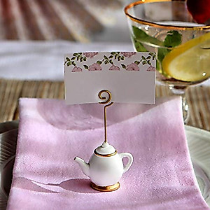 Kate Aspen, Place Card Holders, Tea Time Whimsy, Teapot and Teacup, Place Cards Included, Set of 6,Pink