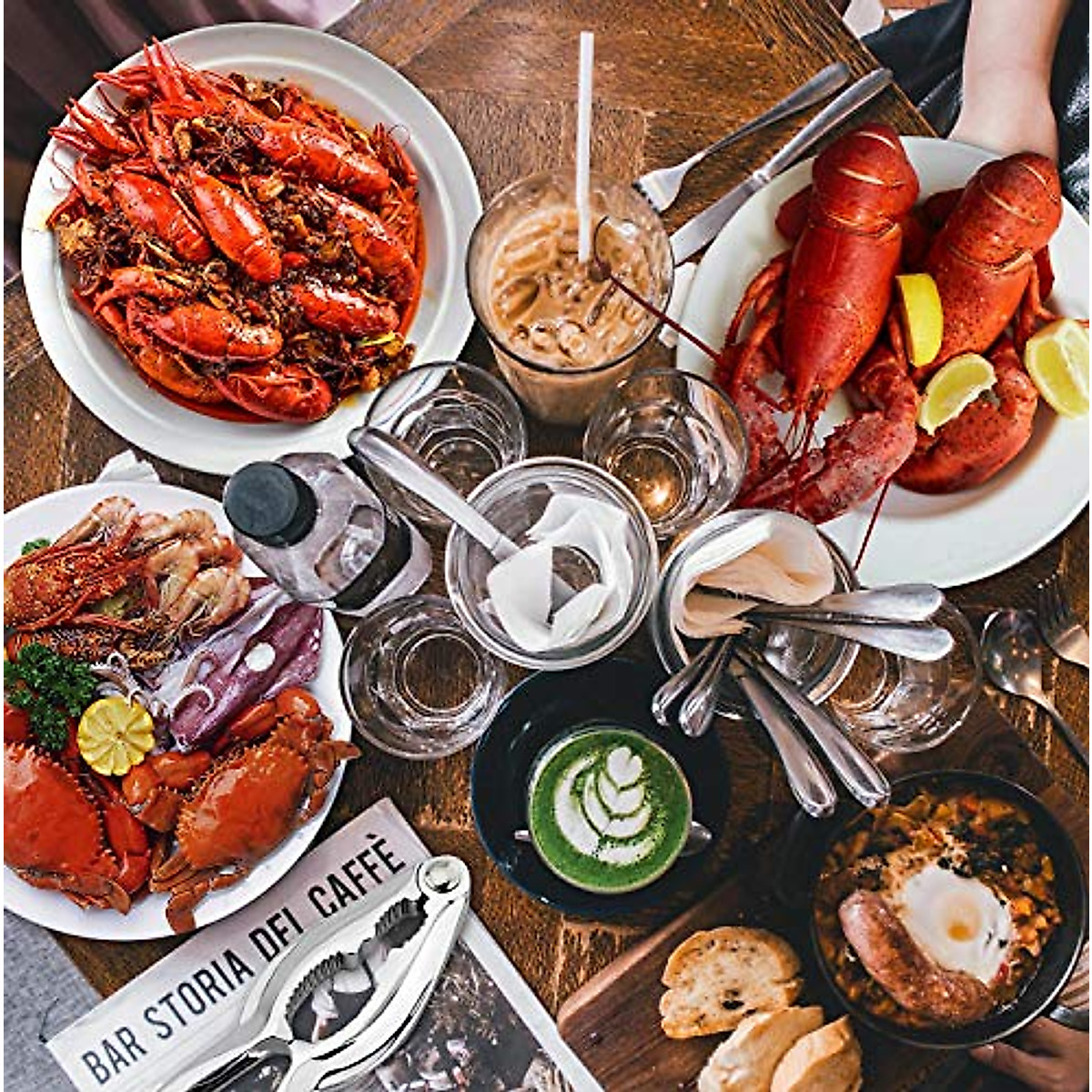 Crab Crackers and Tools, 16 Pieces Lobster Crackers Crab Crackers Sets Seafood Tools Set Nut Crackers Tools