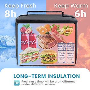 BAGSVIEWER Large Insulated Lunch Box for Men & Women, Reusable Lunch Bag for Work Office Picnic, Leakproof Cooler Bag with Adjustable Shoulder Strap (Grey, 12L)