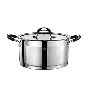 Mirror Polished Stainless Steel Stock Pot with Lid,Healthy Cookware Stockpots Stew Pot，Casserole Soup Pot Compatible with All Heat Sources,Dishwasher Safe (8.4Qt)