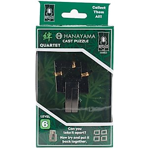 BePuzzled | Quartet Hanayama Metal Brainteaser Puzzle Mensa Rated Level 6, for Ages 12 and Up