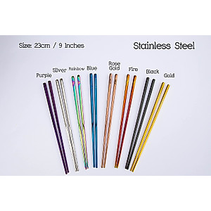 OBTIAN Custom Chopsticks Set Personalized Laser Engraved Gift Stainless Steel Metal Colorful Name Custom Chopsticks Gift for Boyfriend Girlfriend Gift Gift for Friends