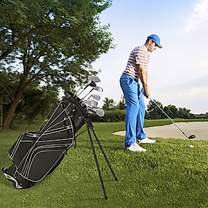 Tangkula Golf Stand Bag with 6 Way Top Dividers, Lightweight Golf Bag with Adjustable Dual Strap & 8 Pockets, Waterproof Rain Hood, Portable for Men Women