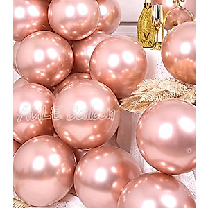 AULE Party Balloons 50 Pcs 12 inch Rose Gold Metallic Chrome Helium Shiny Latex Thicken Balloon Perfect Decoration for Wedding Birthday Baby Shower Graduation Christmas Carnival