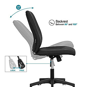 Okeysen Armless Office Desk Chair - Ergonomic Small Task Studio Chairs, Fabric Swivel Computer Home Office Chair Without Arms. (Black)