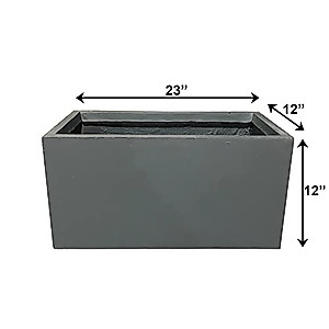 Kante RF0104A-C60121 Lightweight Concrete Modern Long Low Outdoor, Small Planter, Charcoal/Cement