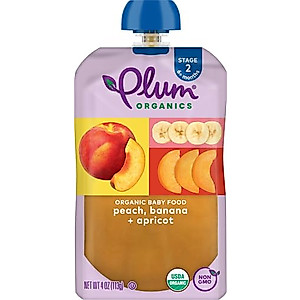 Plum Organics Stage 2, Organic Baby Food, Peach, Banana and Apricot, 4.0 Oz, New Look, Packaging May Vary.