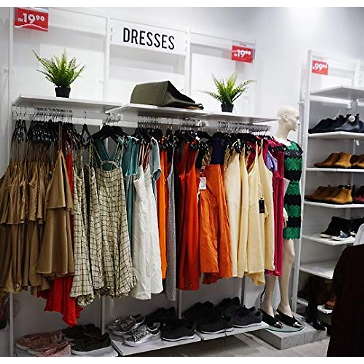 UDIZINE Vertik Clothing Wall Mounted (for 4 Shelves with 4 Faceouts and 2 Hanging Rails, White) | Shelves are NOT Included